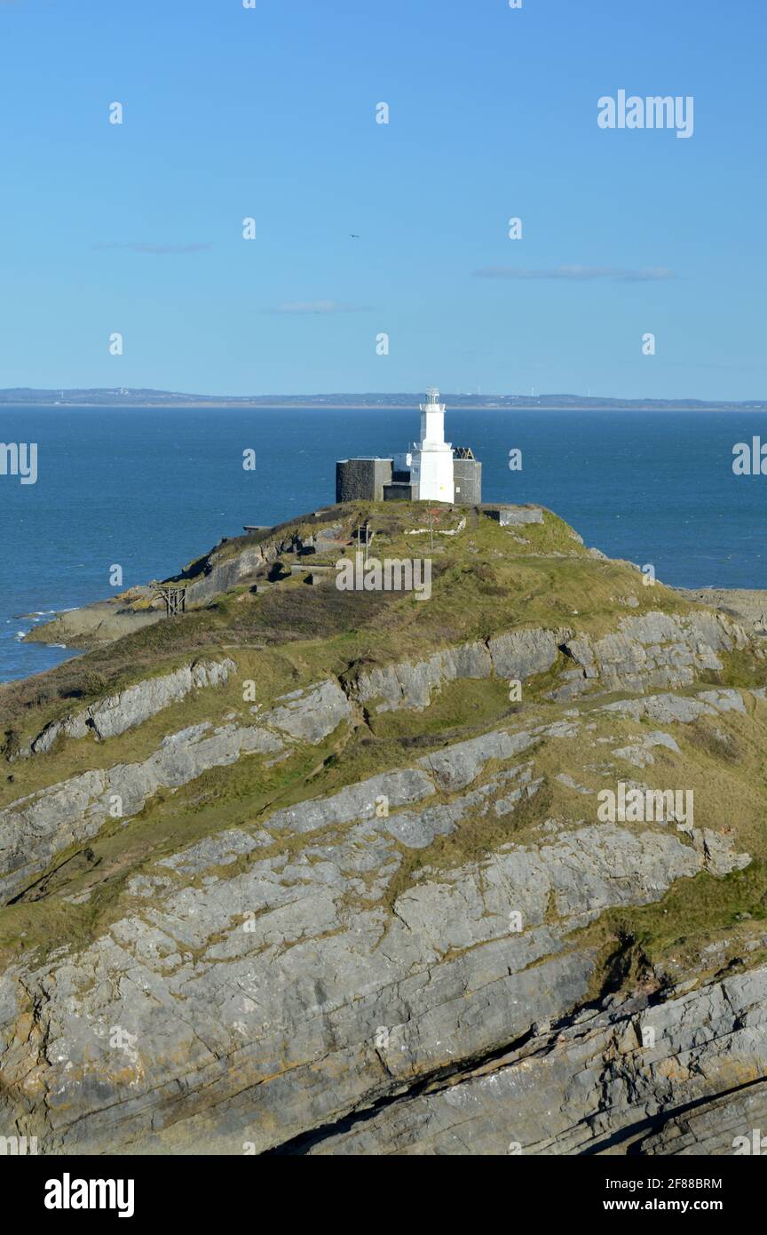 The Mumbles lighthouse, Gower, Wales Stock Photo - Alamy