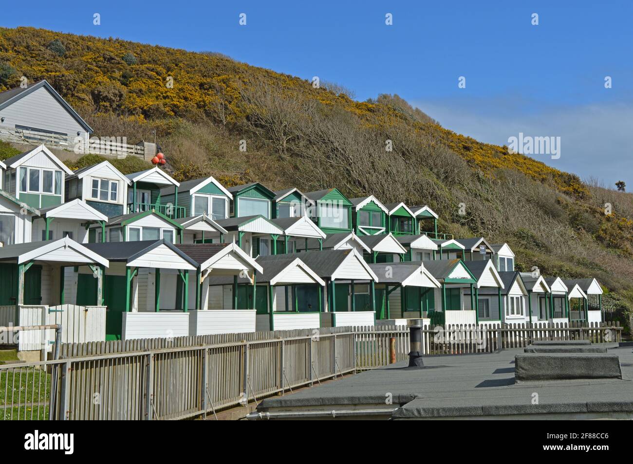 Beach huts at Rotherslade, Gower Peninsula, Wales Stock Photo - Alamy