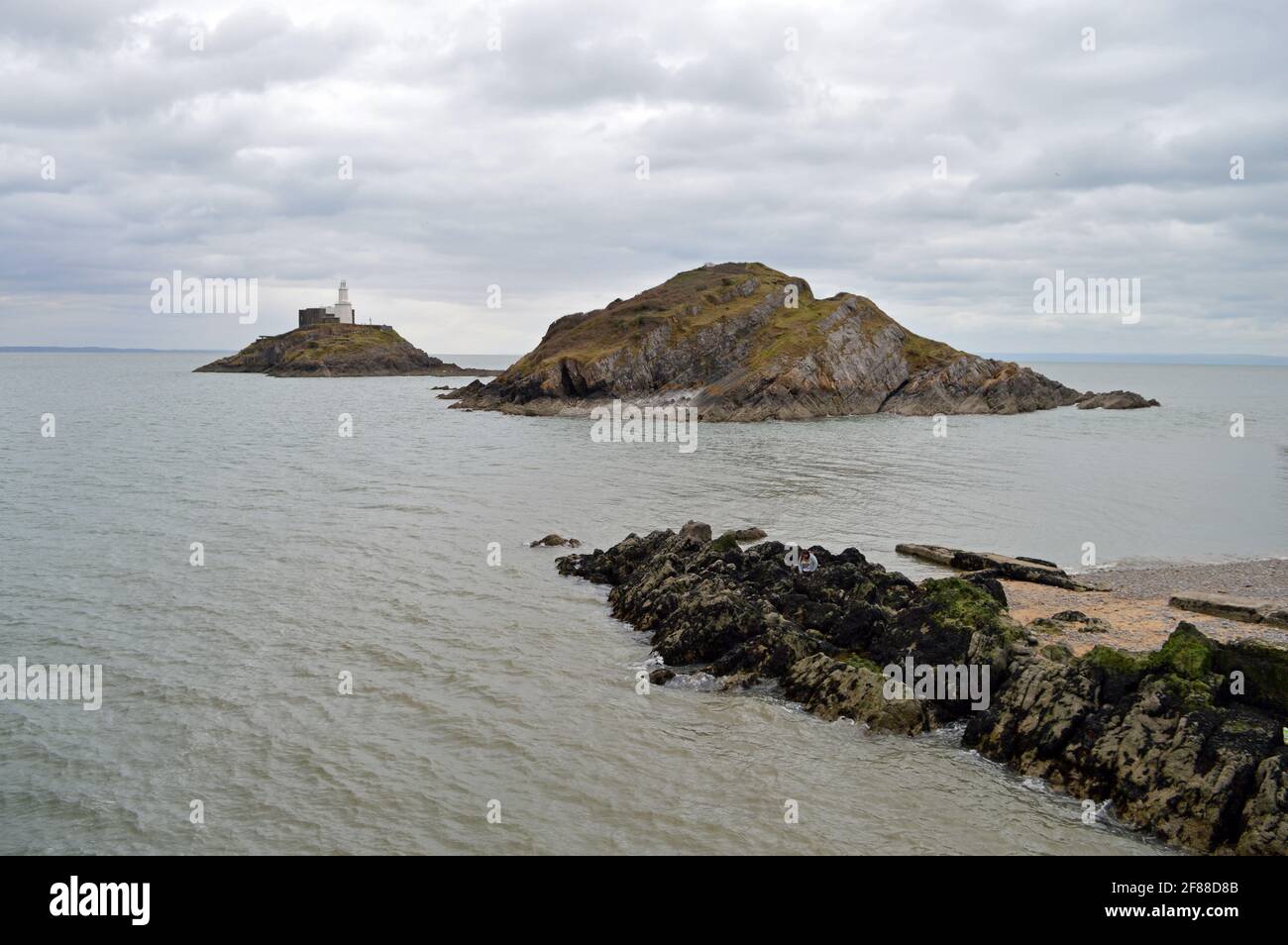 The Mumbles lighthouse, Gower, Wales Stock Photo - Alamy