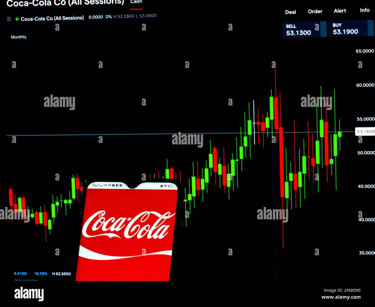 In this photo illustration, a Coca-Cola Company logo seen displayed on ...