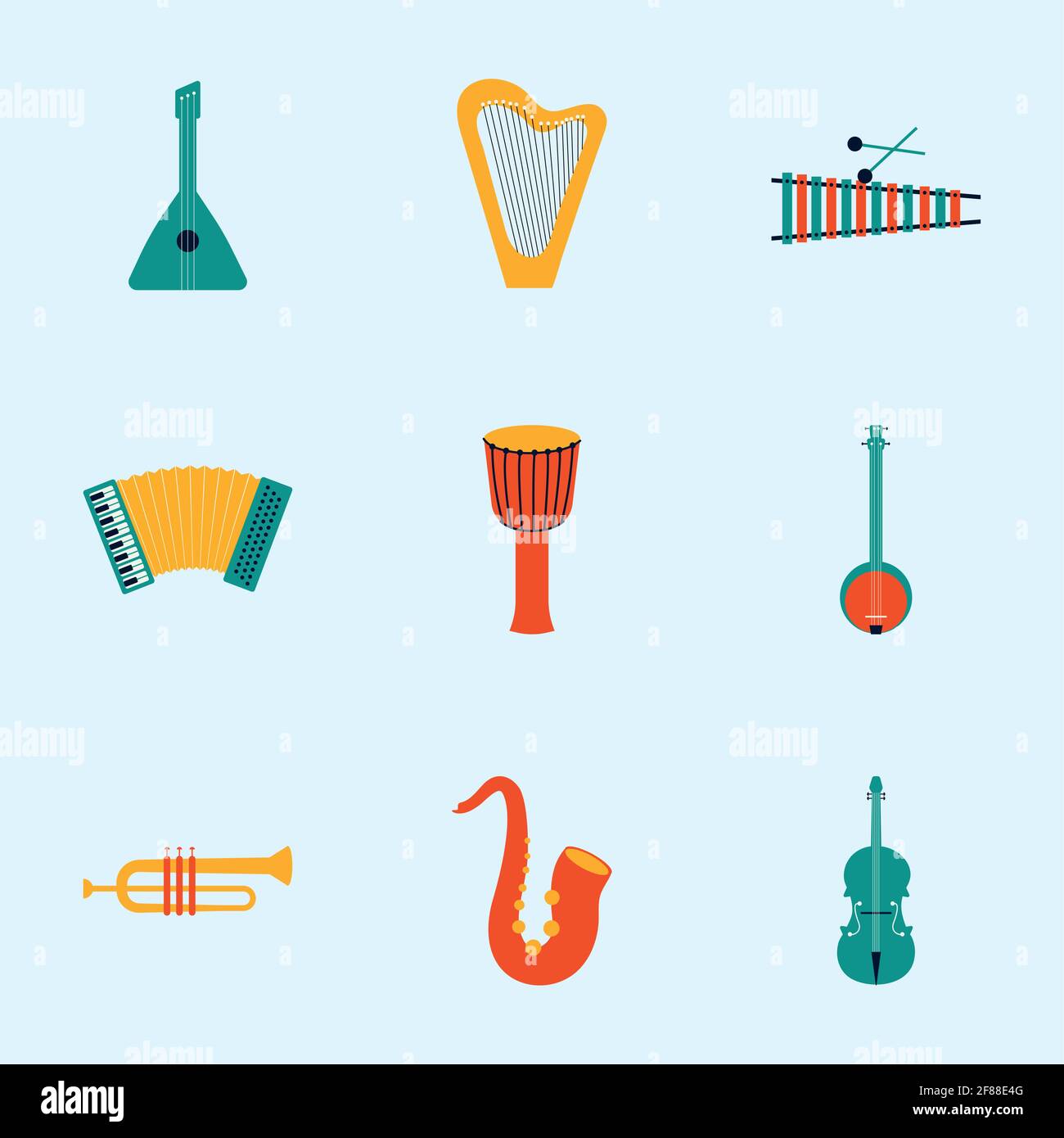 nine musical instruments Stock Vector Image & Art - Alamy