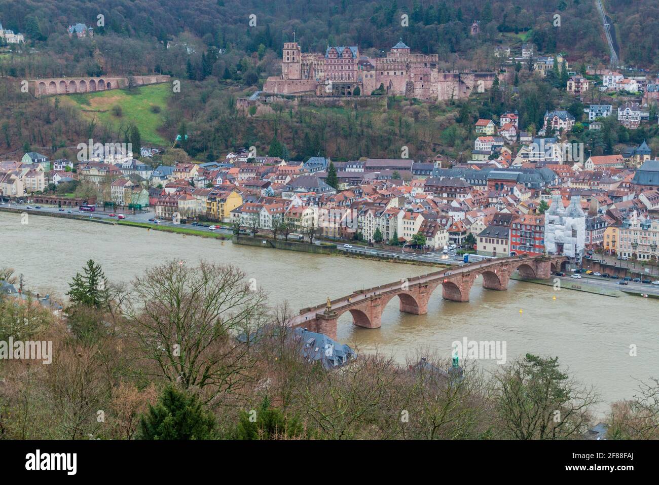 Aerial view of Heidelberg with the castle, Germany Stock Photo - Alamy