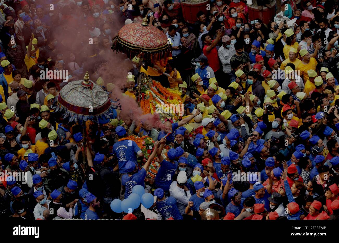 Kathmandu, Nepal. 12th Apr, 2021. Nepalese devotees from the ethnic ...
