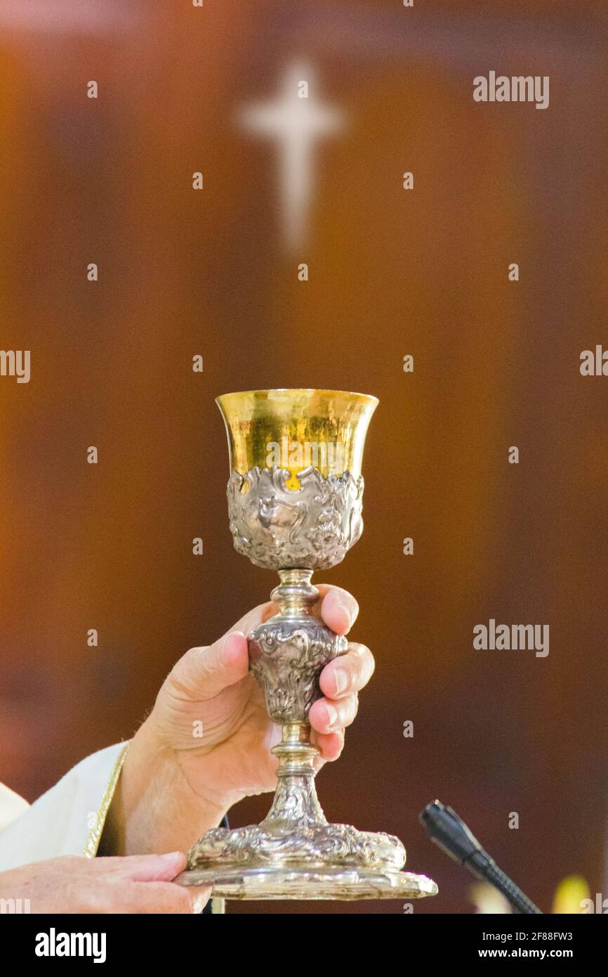 blood and water coming out from the side of Jesus Christ on the altar ...