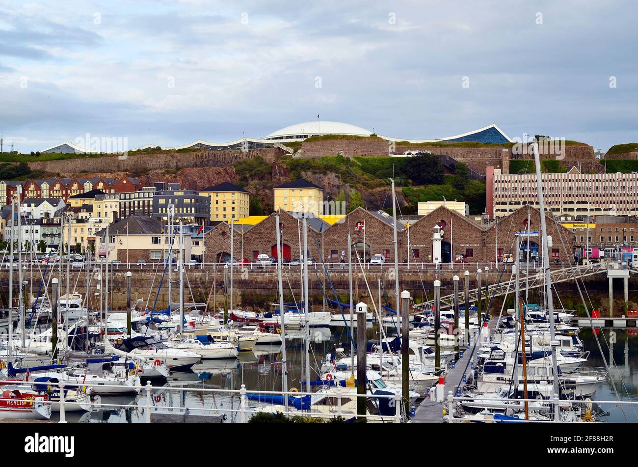 Jersey, UK - June 09, 2011: Ships in yacht harbor of St. Helier on the ...