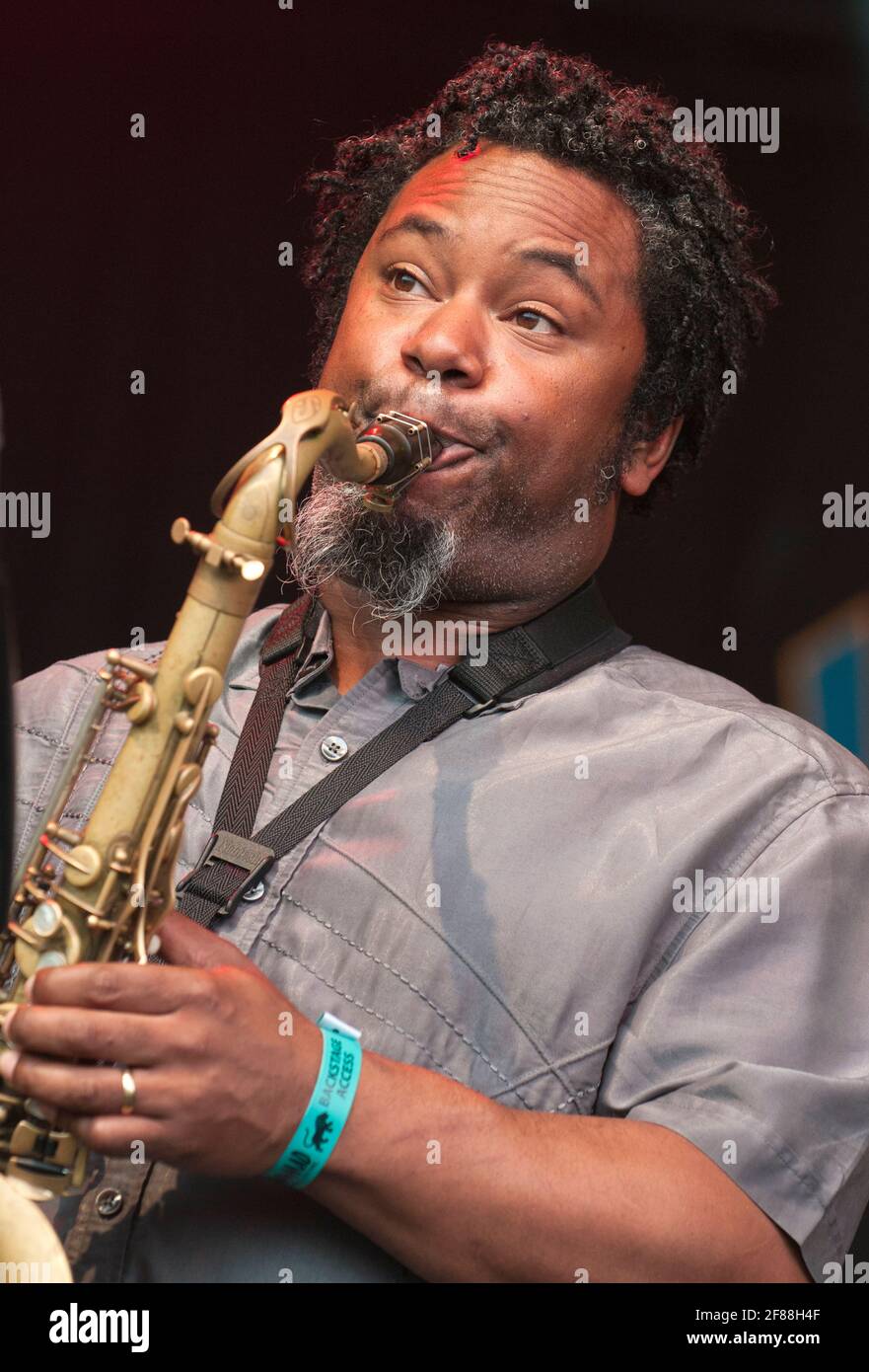 Soweto Kinch performing with Jazz Jamaica at the Womad Festival, UK ...