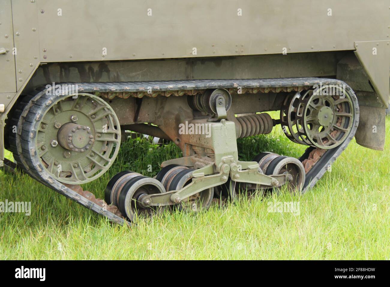 The Tracks of an Old Military Armoured Vehicle Stock Photo - Alamy
