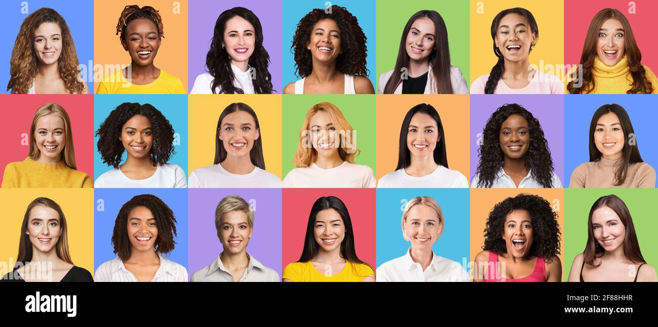 Human Face Collage Of Diverse Women High Resolution Stock Photography ...