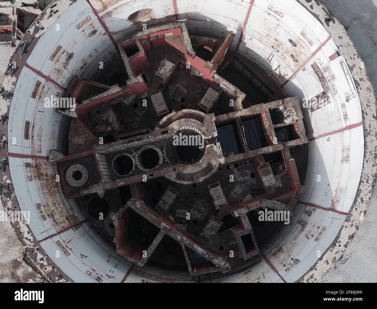 The room of a nuclear reactor in the destroyed Soviet power station in ...