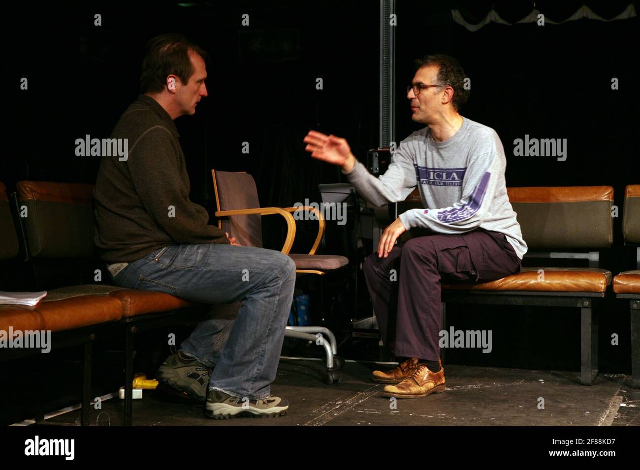 Director Ramin Gray (spectacles) during the rehearsals of 'THE UGLY ONE ...
