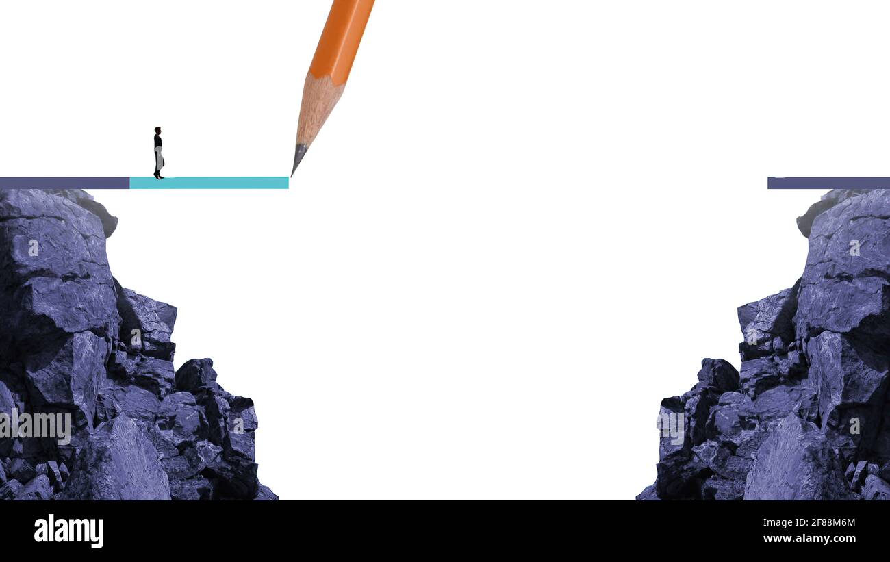 pencil line sketch as a concept for bridging the gap for success Stock ...