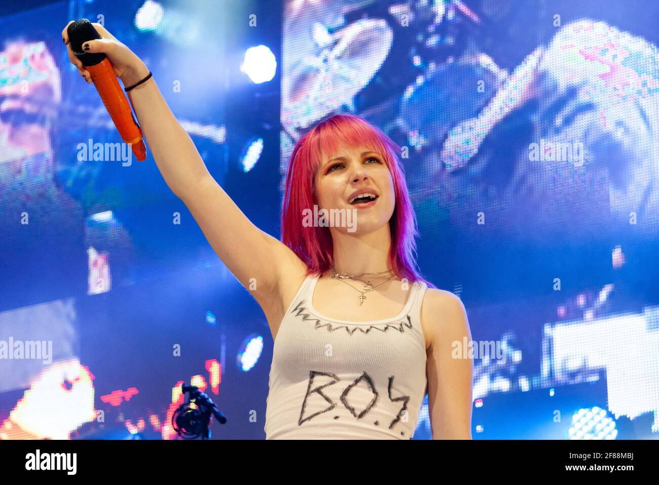 Paramore and Hayley Williams seen in concert at the LG Arena Birmingham ...