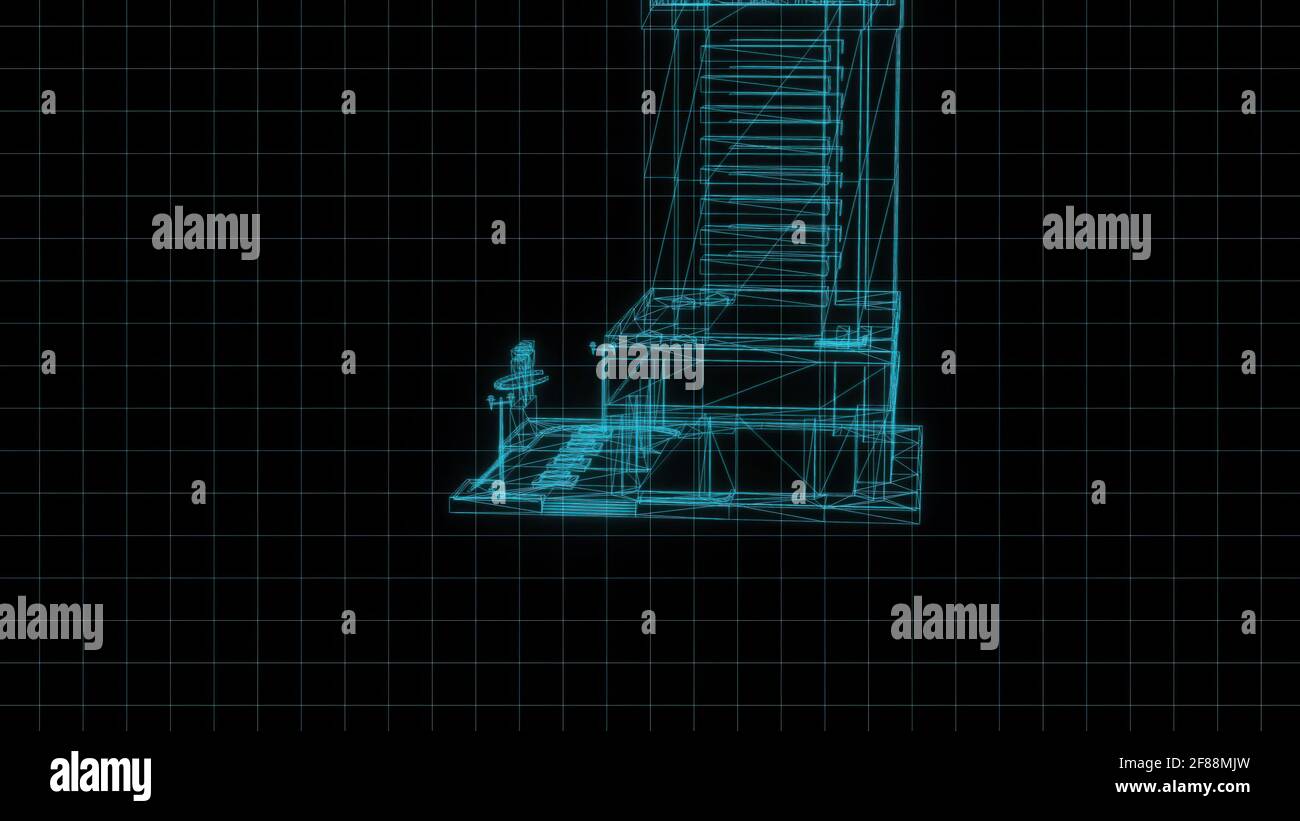 abstract architecture background: blueprint house plan and wire frame ...