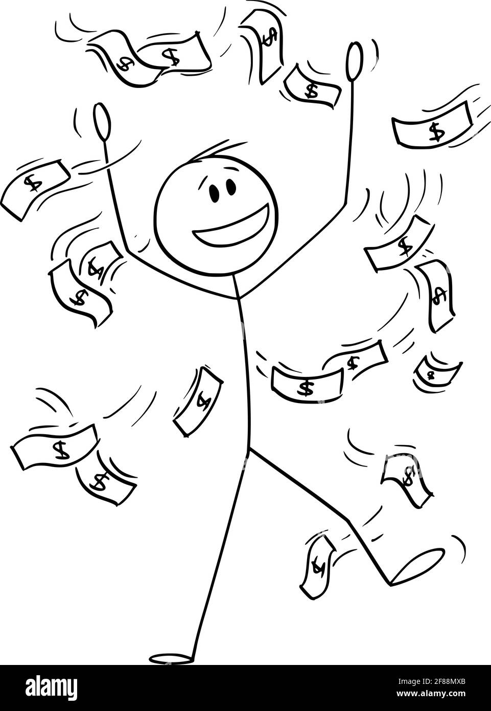 Successful Businessman Celebrating Success With Money Falling or ...