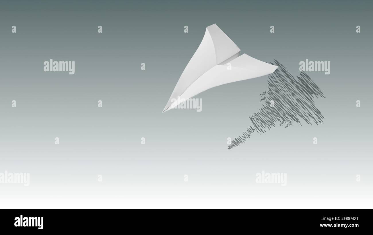 Paper airplane casting a shadow of a fighter plane - vision and ...