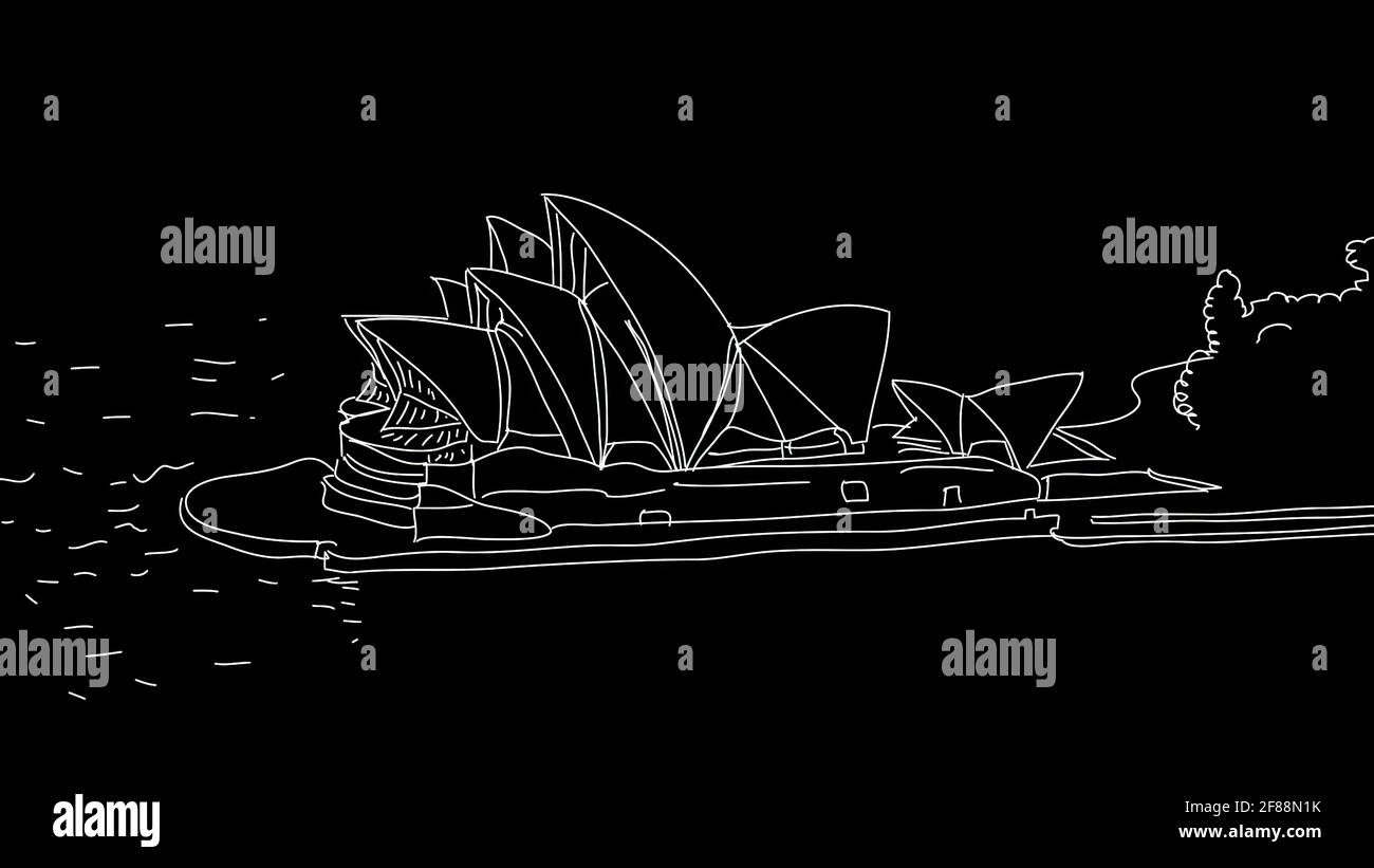 Sidney City Outline Animation Hand Drawn Sketch Stock Photo - Alamy