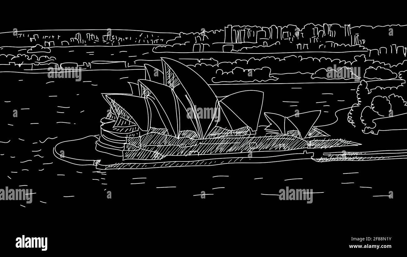 Sidney City Outline Animation Hand Drawn Sketch Stock Photo - Alamy