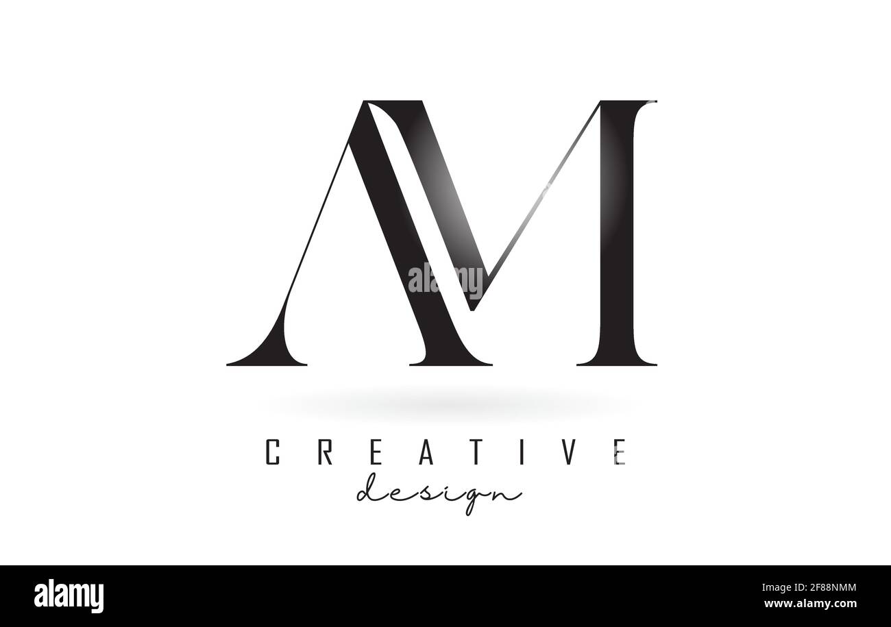 AM a m letter design logo logotype concept with serif font and elegant ...