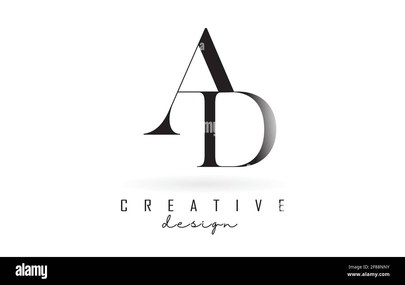 AD a d letter design logo logotype concept with serif font and elegant ...