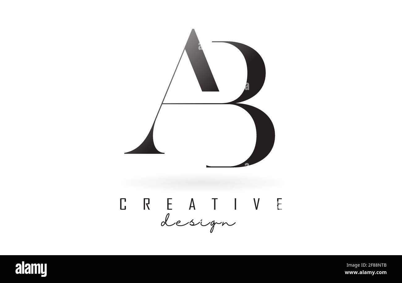 AB a b letter design logo logotype concept with serif font and elegant ...