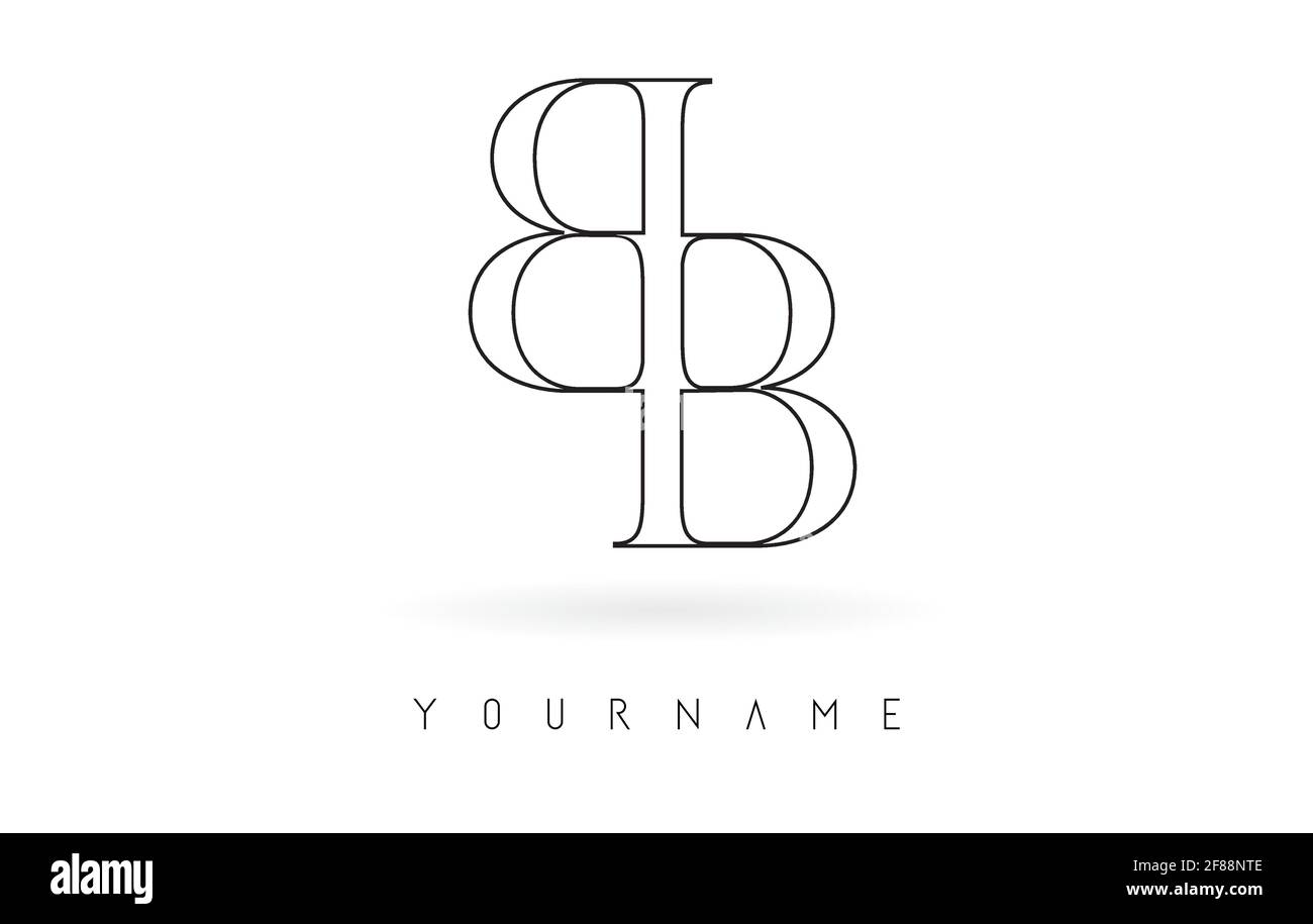 Outline BB b letter design logo logotype concept with serif font and ...