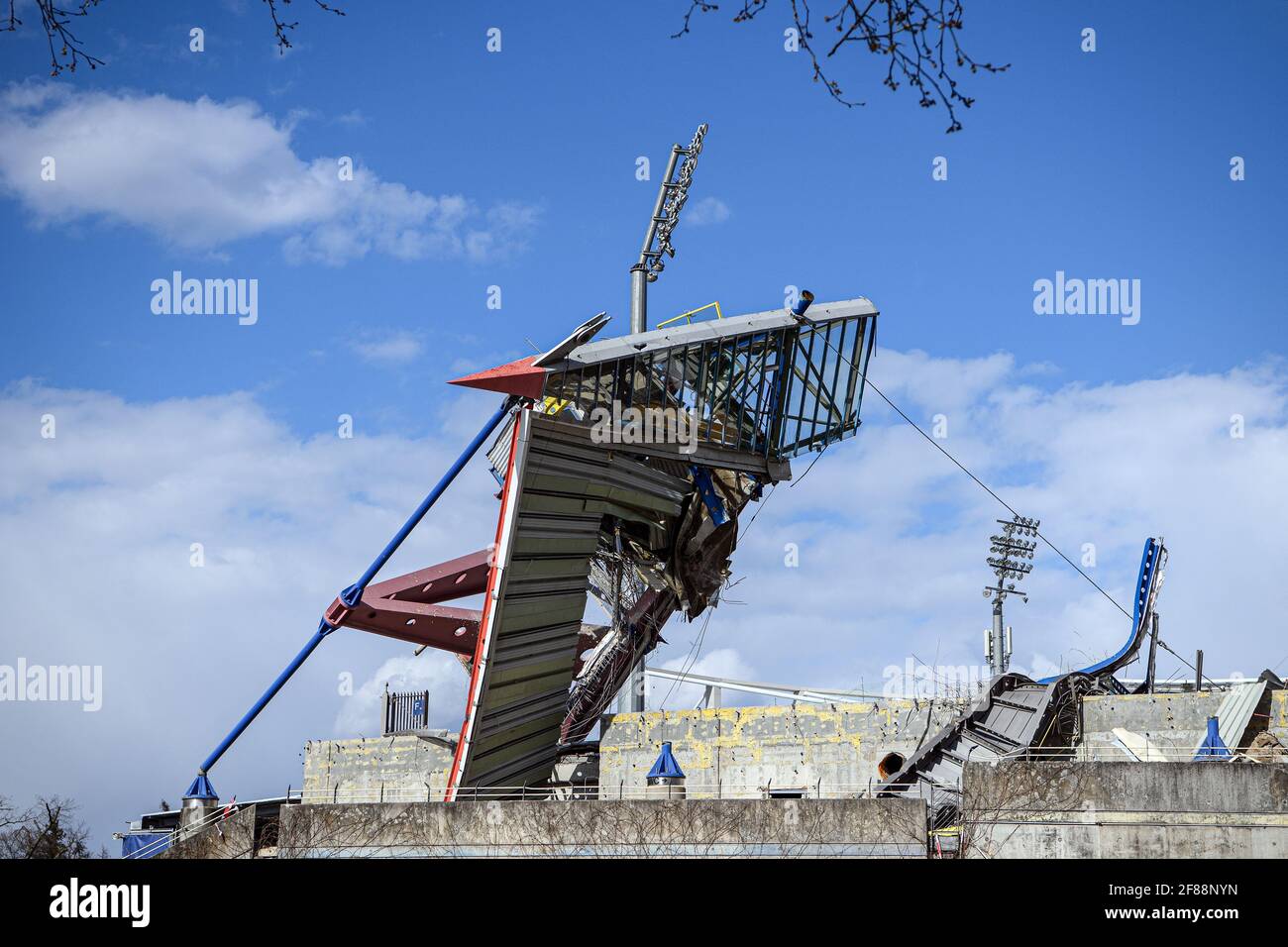 Karlsruhe, Germany. 12th Apr, 2021. GES/Football/Construction work ...