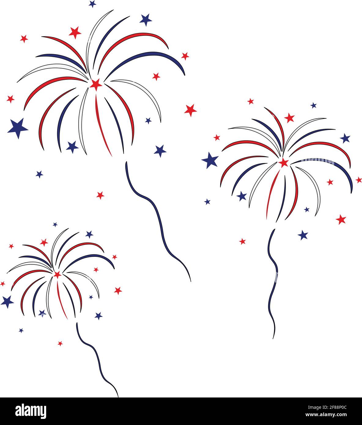 4th of July Fireworks vector on white background Stock Vector Image ...