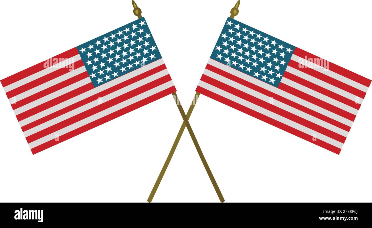 American flag crossed vector isolated on white background Stock Vector ...