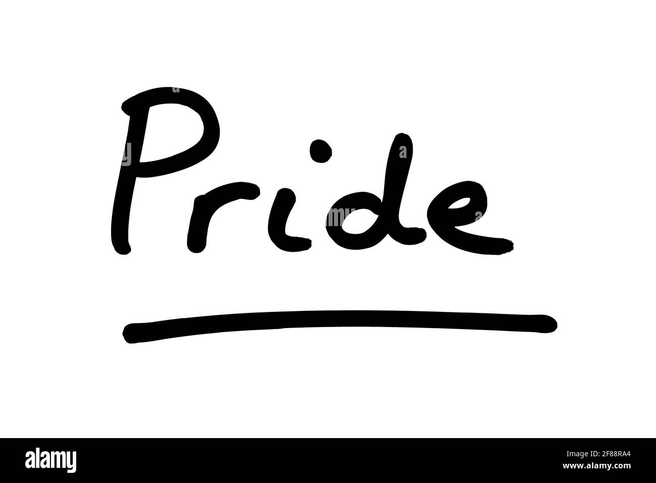 Pride, handwritten on a white background Stock Photo - Alamy
