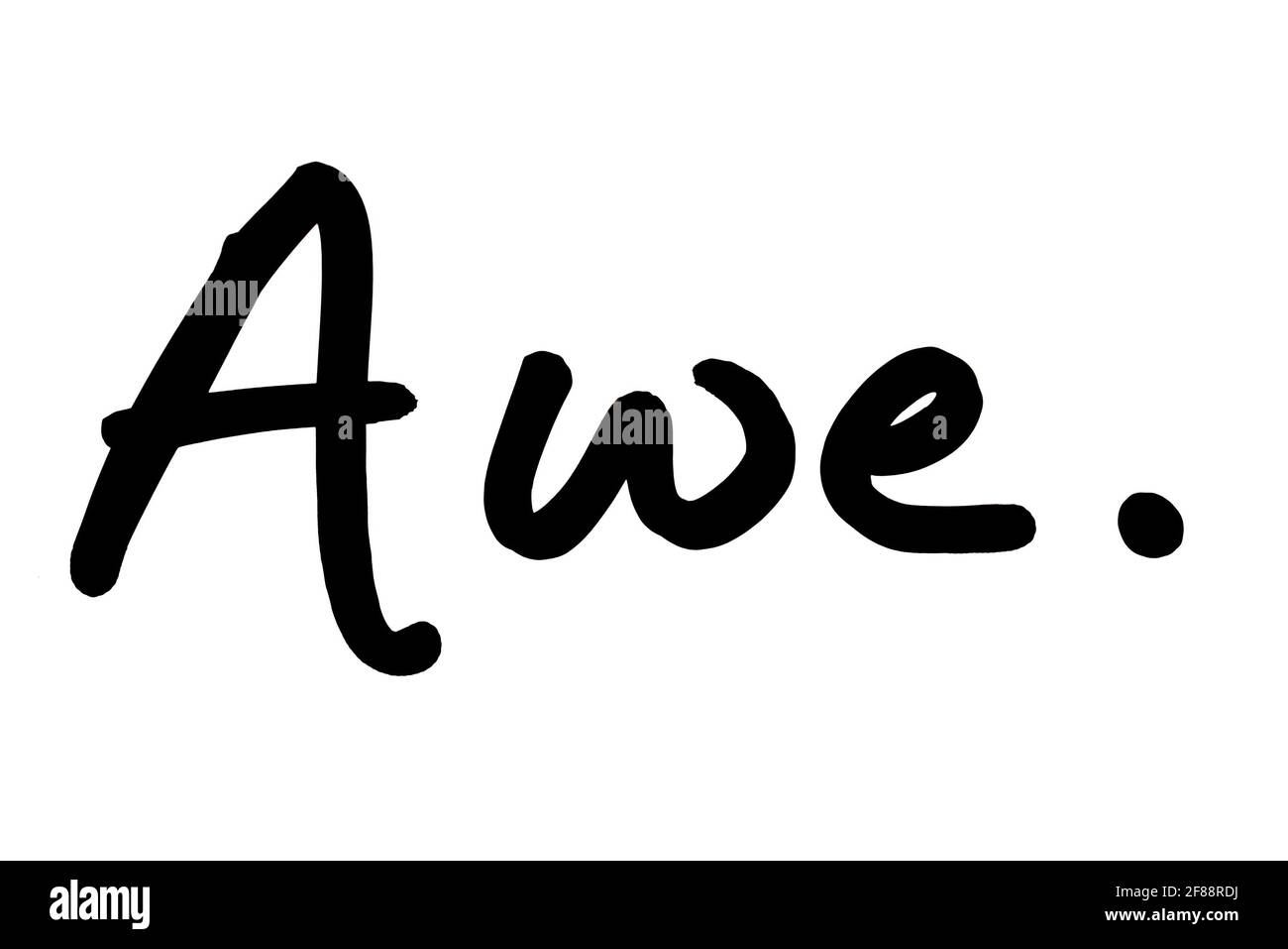 Awe, handwritten on a white background Stock Photo - Alamy