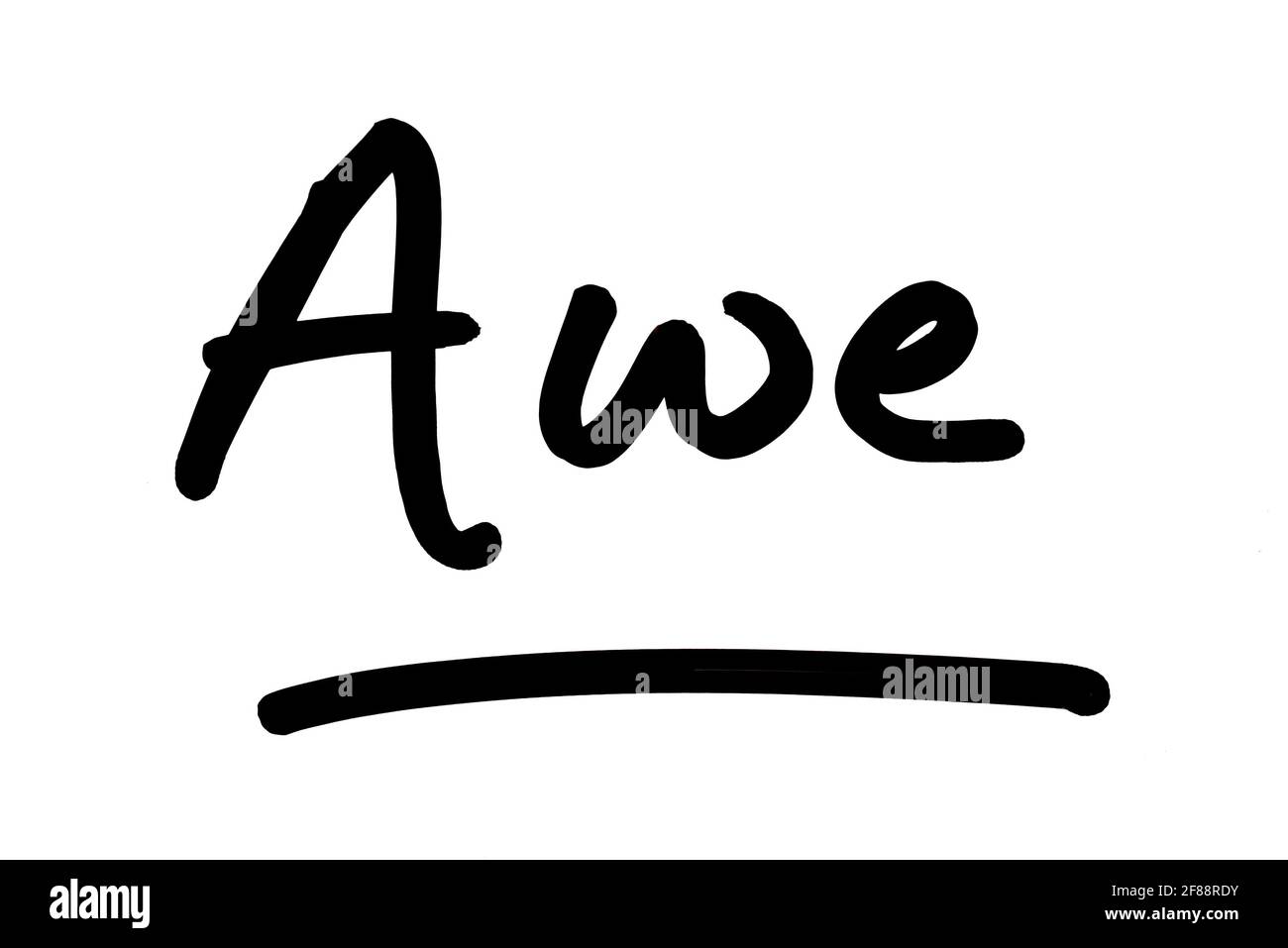 Awe, handwritten on a white background Stock Photo - Alamy