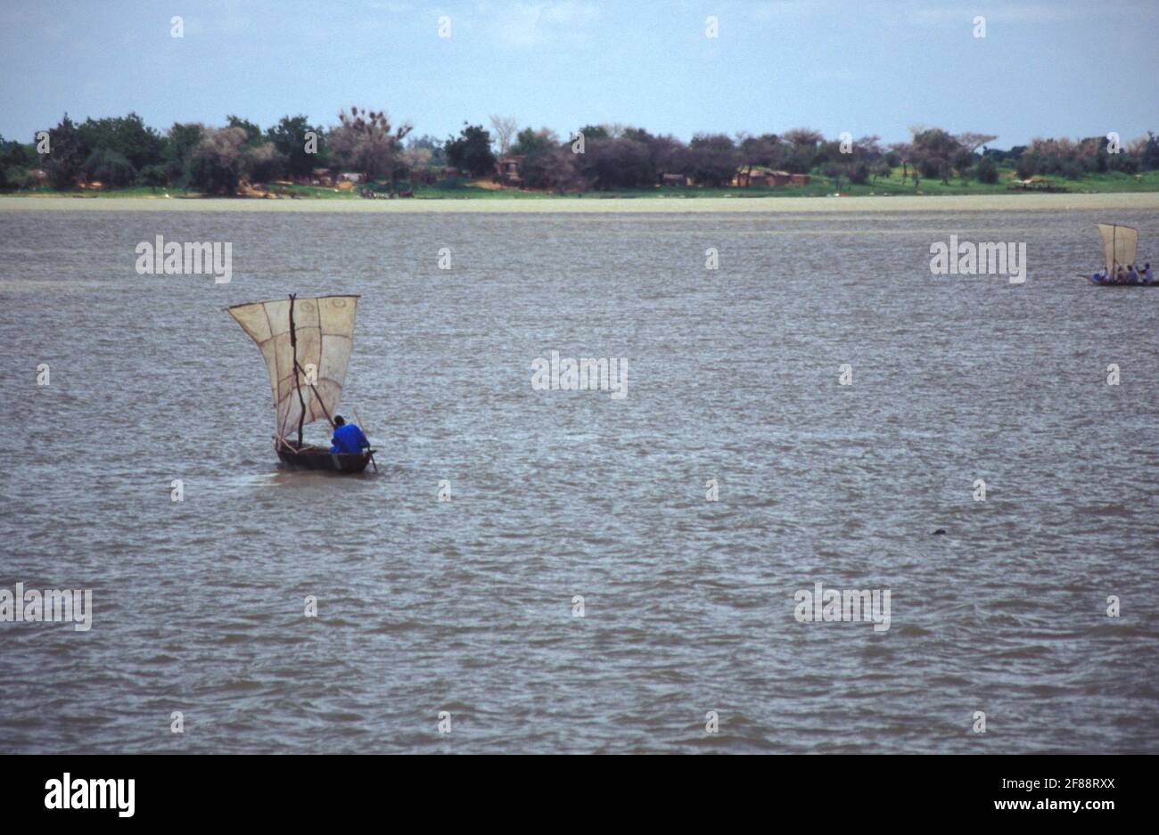 Small boat in River Niger, Ségou, Mali Stock Photo - Alamy