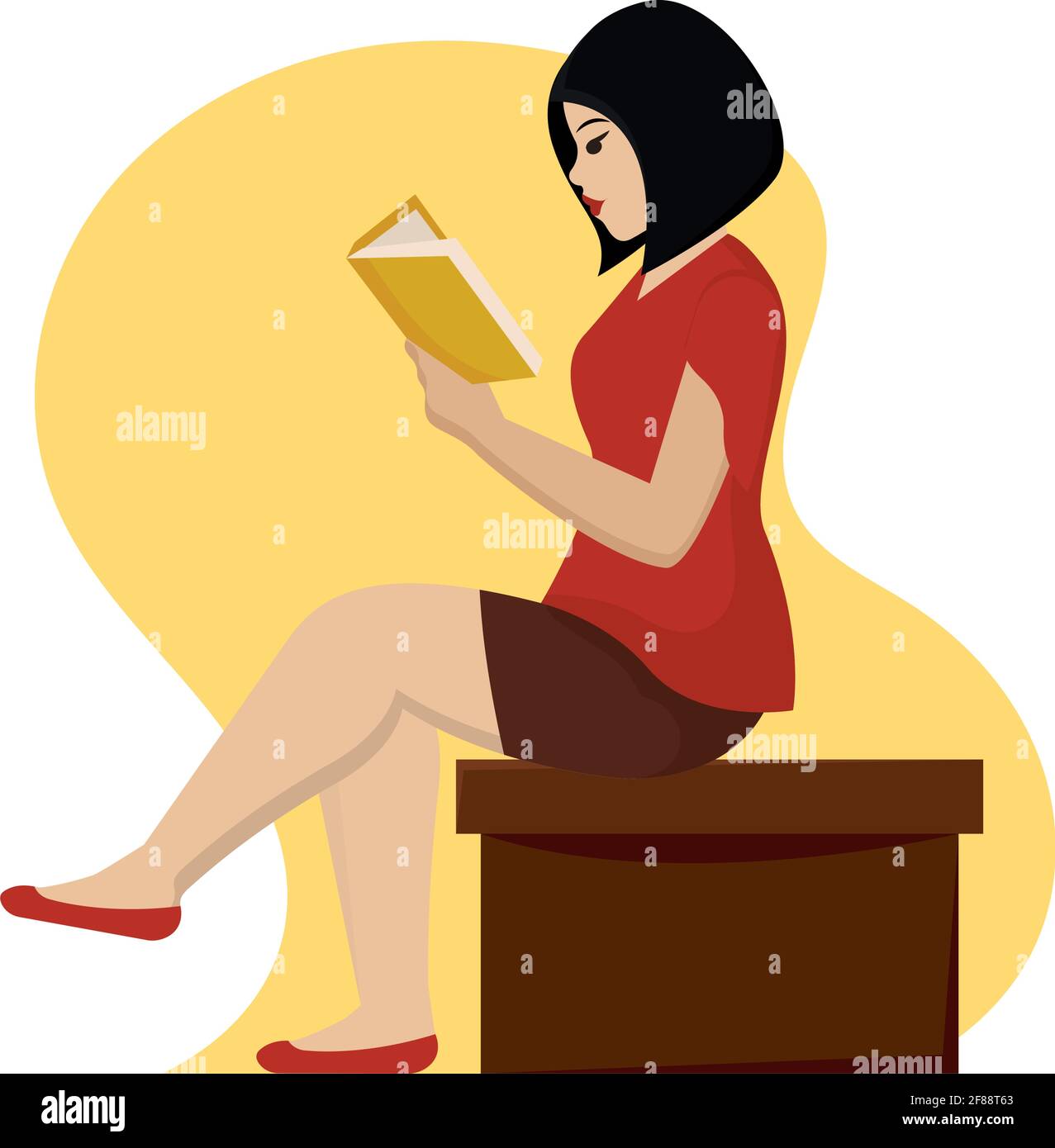 Woman reading a book. Hobbies concept - Vector illustration Stock ...