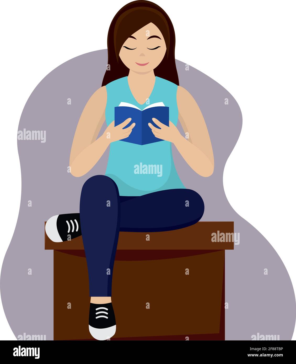 Woman reading a book. Hobbies concept - Vector illustration Stock ...