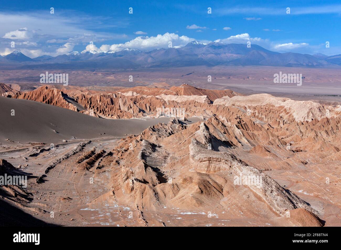 The dry and arid Valley of the Dead high on the altiplano in the ...