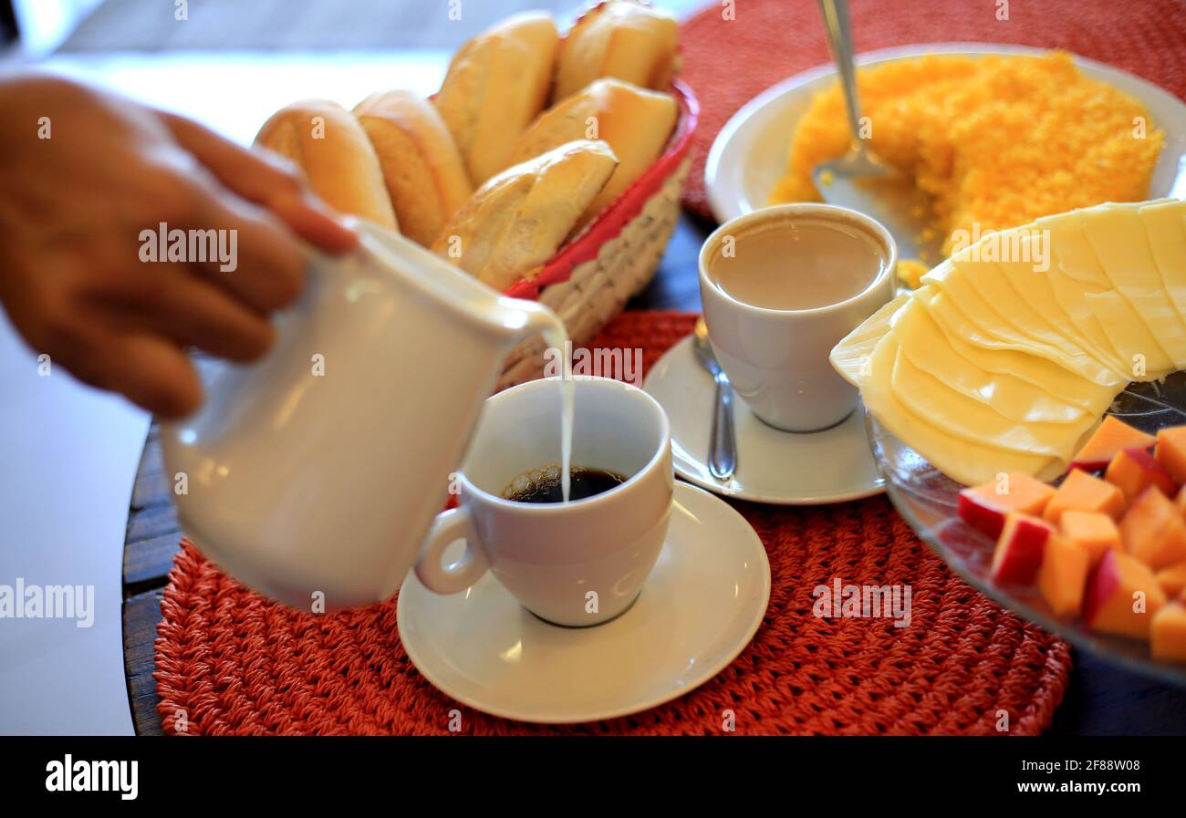 salvador, bahia / brazil - july 22, 2016: Breakfast table is seen in ...