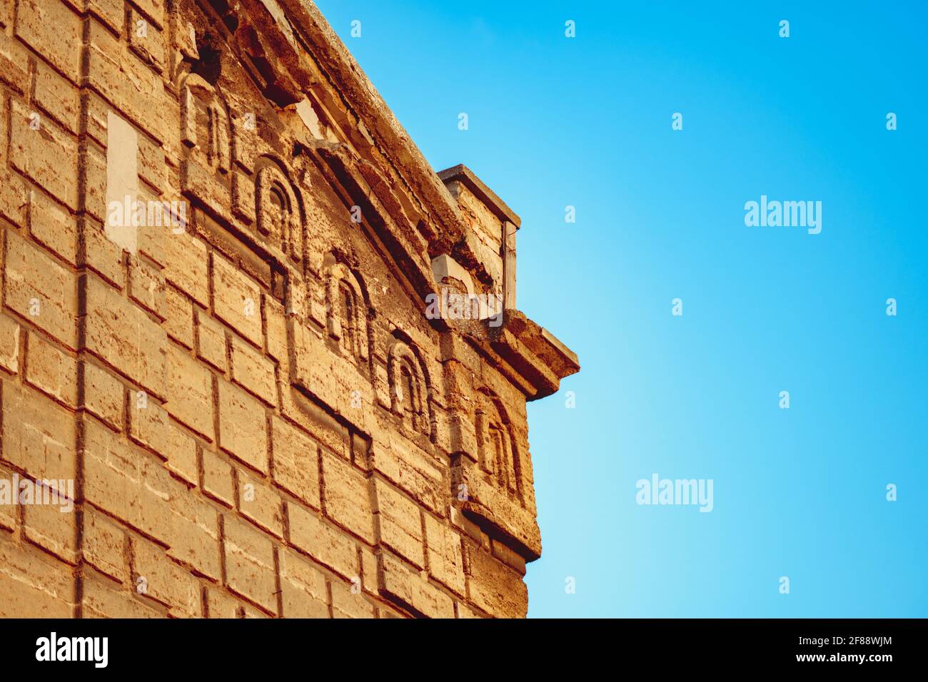 A window arch at the entrance of a romanesque church in a spanish ...