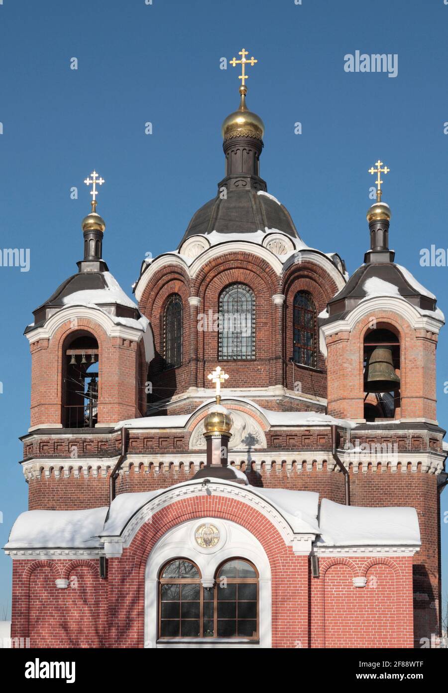church in the winter daytime on sky background Stock Photo - Alamy