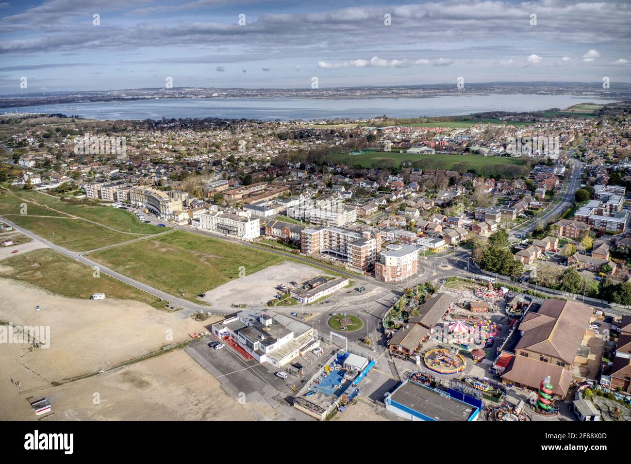 Beautiful Hayling Island Hampshire South Beach aerial with the ...
