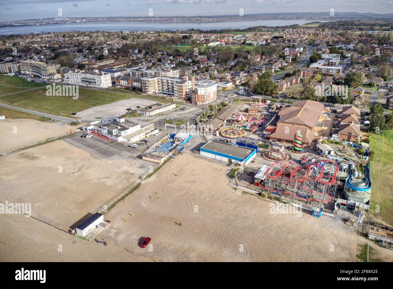 Beautiful Hayling Island Hampshire South Beach aerial with the ...