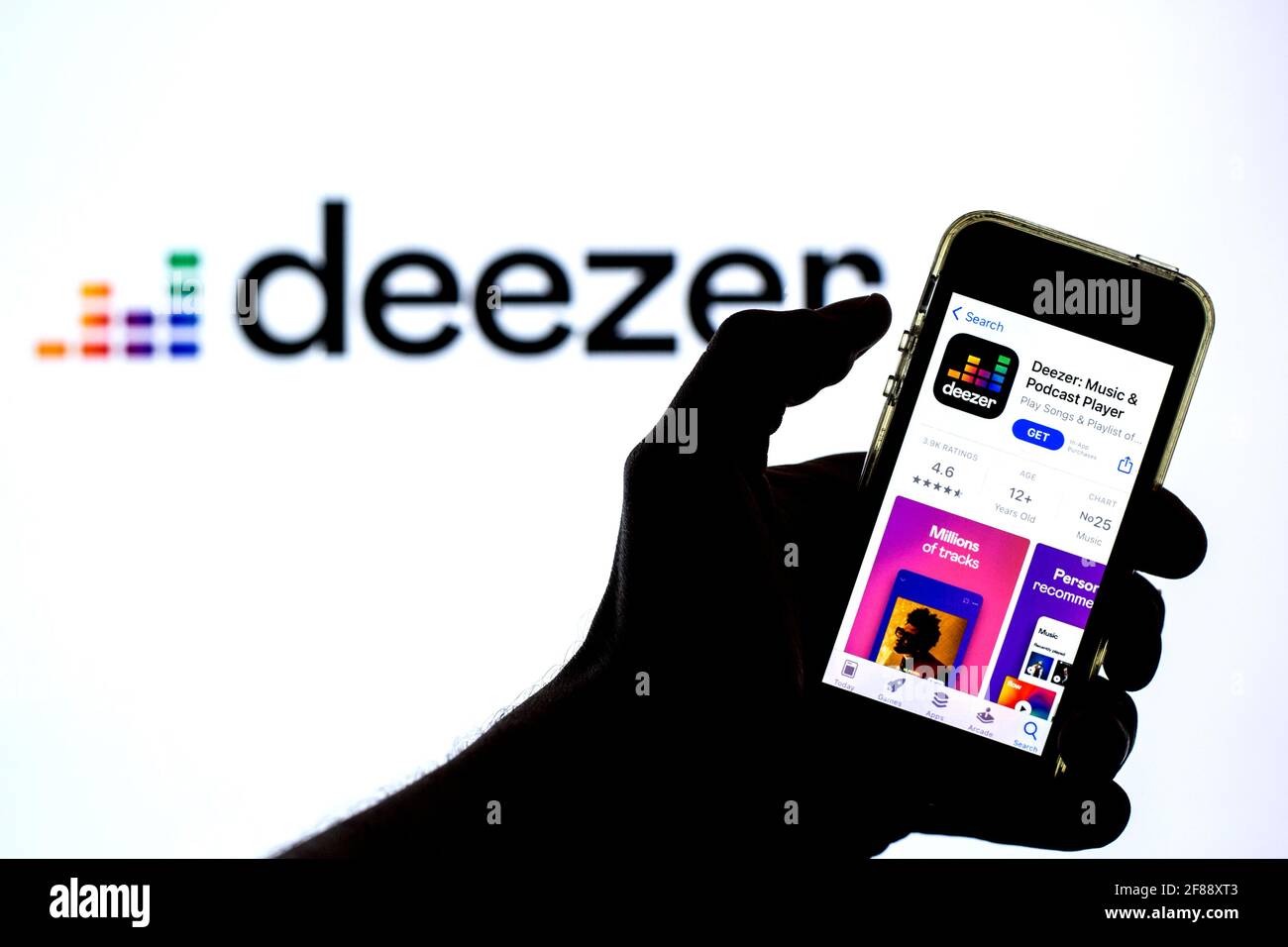 In this photo illustration a Deezer app in App Store seen displayed on ...