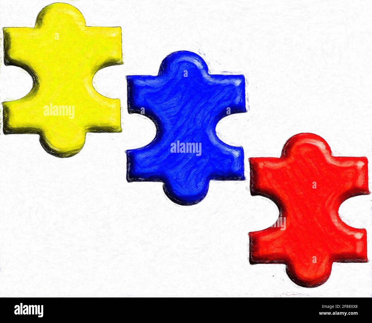 Primary Colored Puzzle Pieces Stock Photo - Alamy