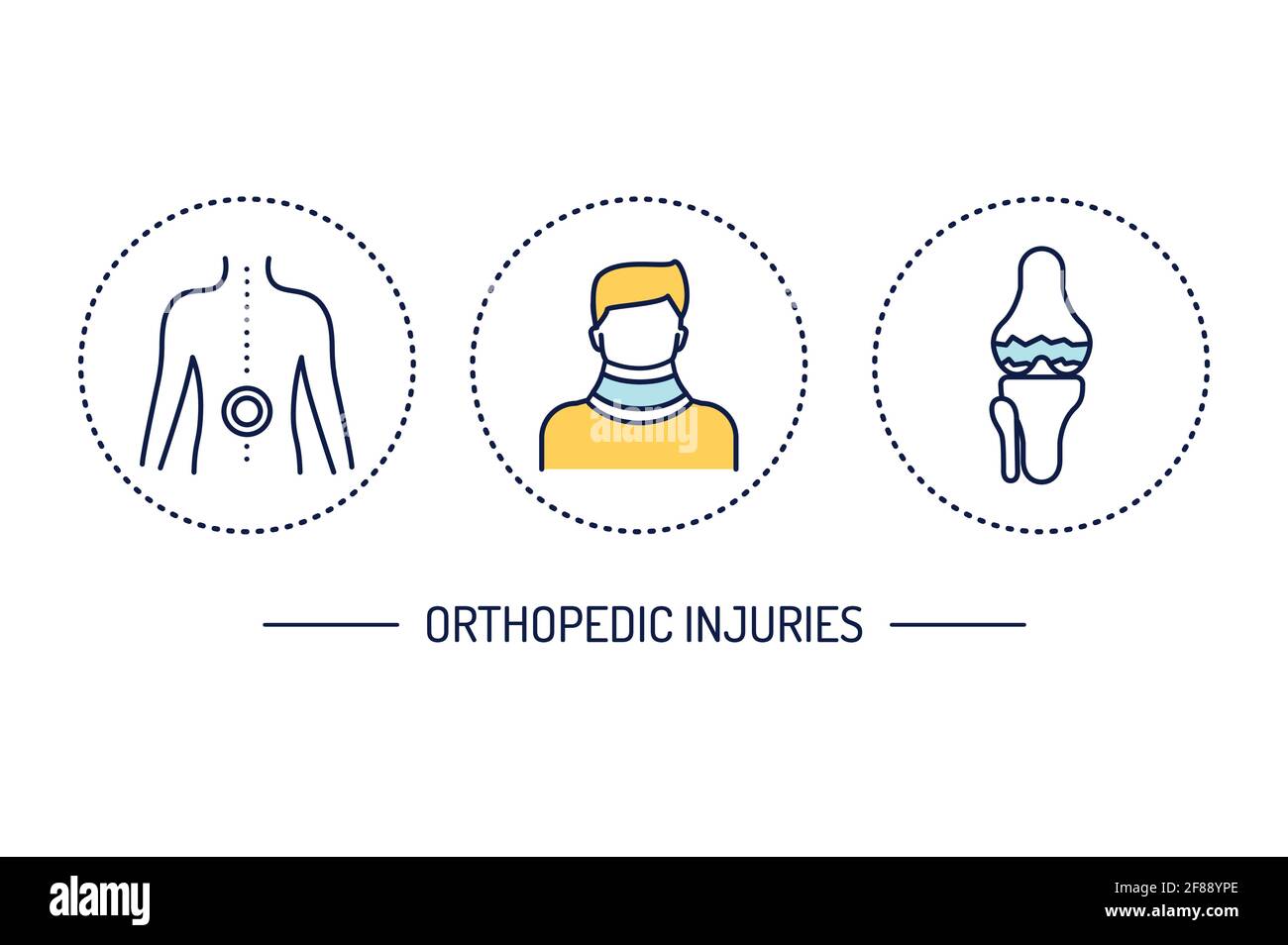 Orthopedic injuries line color icons set. Rehabilitation after injuries ...