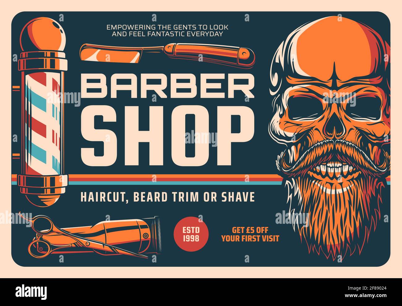 Barbershop, haircut, beard shave or trim retro banner. Vector barber ...