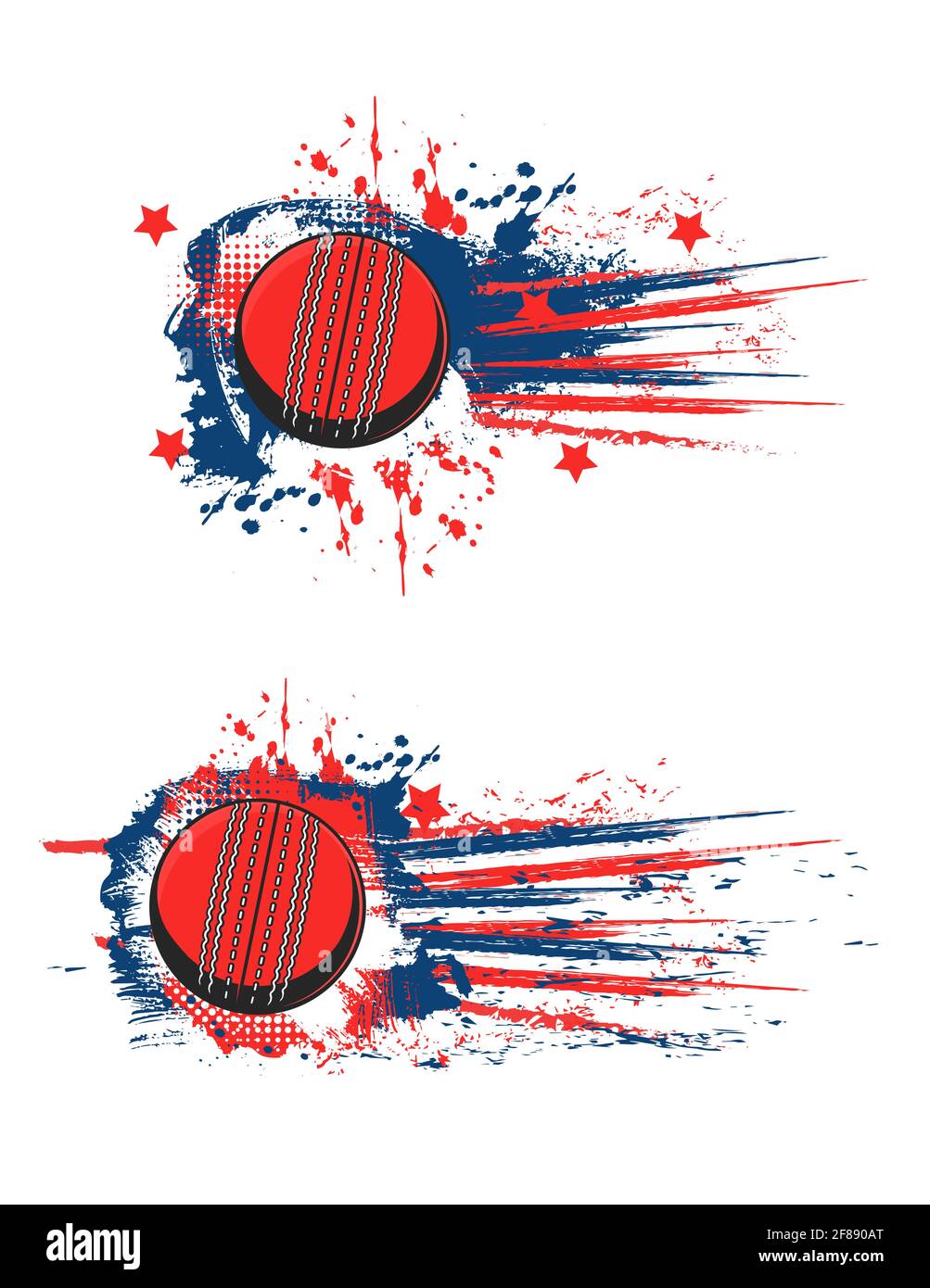 Cricket ball vector banner, sport game championship splash halftone ...