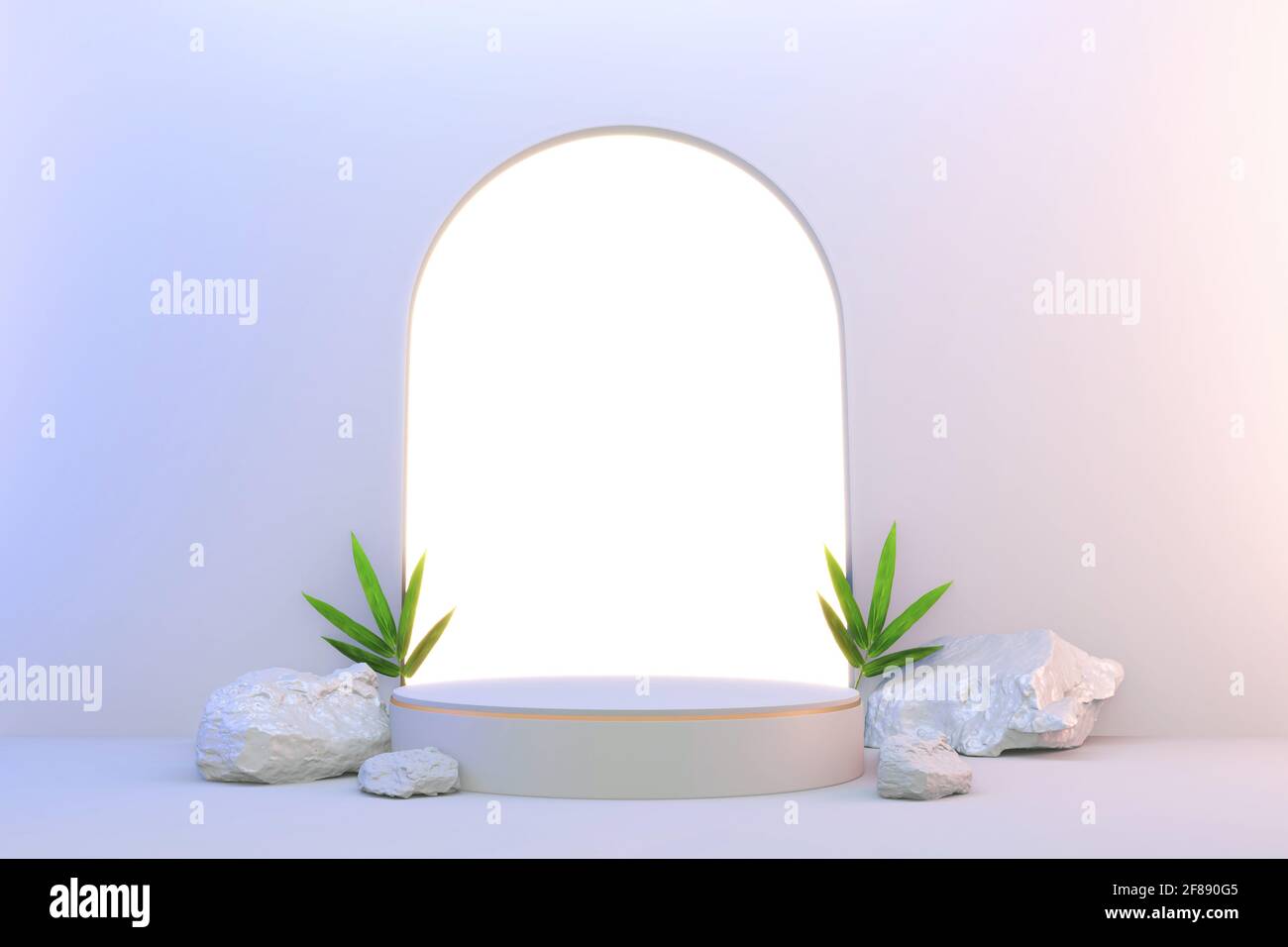 3d rendering. Modern minimalistic mock up white and gold podium ... 3d rendering. Modern minimalistic mock up white and gold podium ...