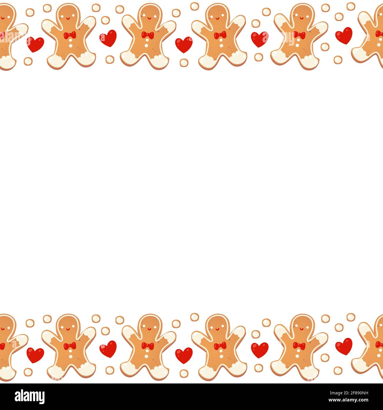 Christmas gingerbread cookies seamless border isolated. New year ...