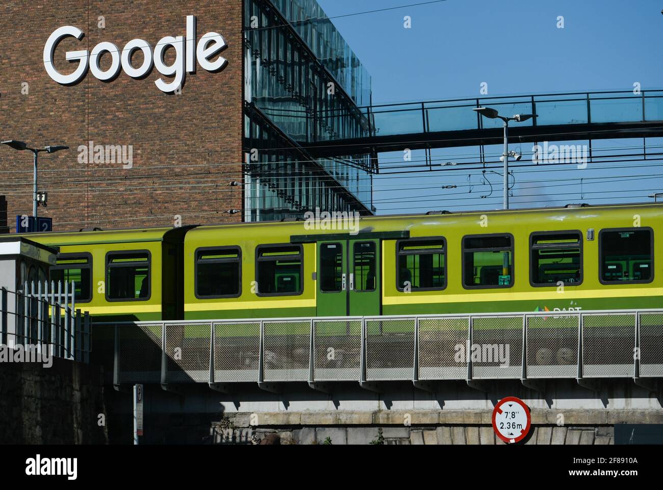 Google logo seen on a facade of the Google building GRCQ1 in Dublin's ...
