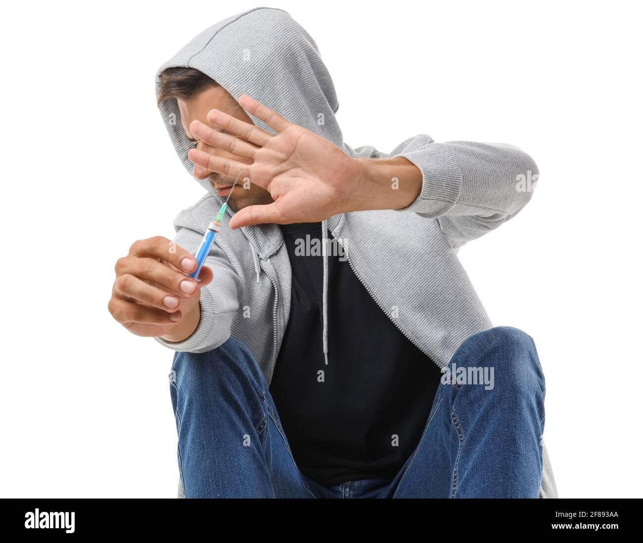 Male junkie syringe on hi-res stock photography and images - Alamy