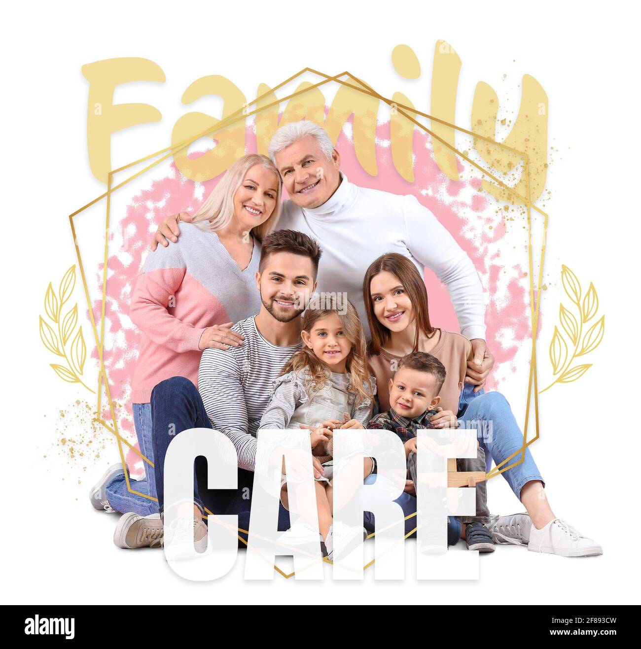 Portrait of happy big family on white background Stock Photo - Alamy